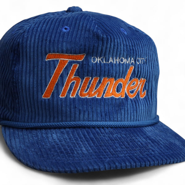 OKC VINTAGE SCRIPT BLUE CORDUROY (5 PANEL) – RARE ALUMNI